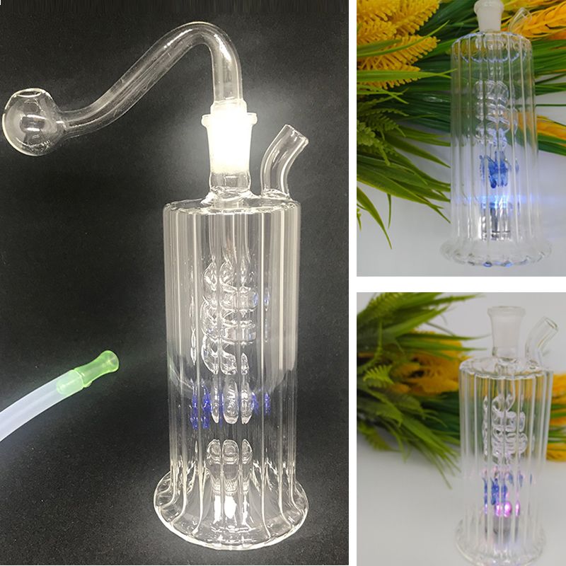 2021 Led Glass Pipe Spiral Water Bongs Color Change Light Bongs Dab Oil ...