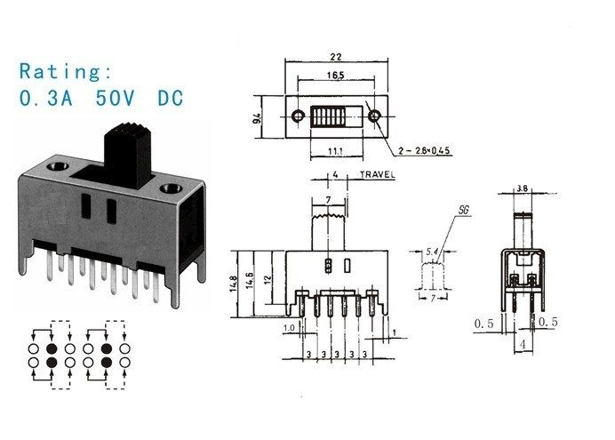 2021 Dip 2 Way 4 Position 4p2t Slide Switch 4 Pole Slide Door Switches ...