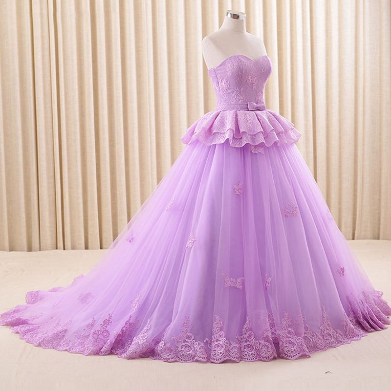 Stunning Light Purple Prom Dress Puffy Ball Gown Prom Dresses