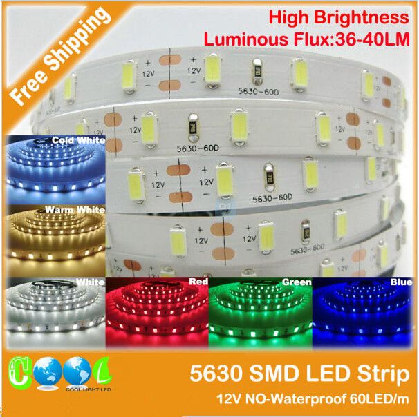 5630 SMD LED Strip Flexible Light 12V Non Waterproof 60LED/M 5mNew LED ...