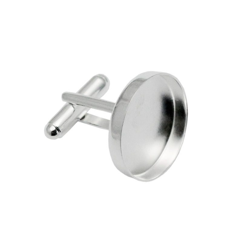 Solid Silver Cufflink Blanks With 20mm Round Bezel Tray DIY Cushlink ...