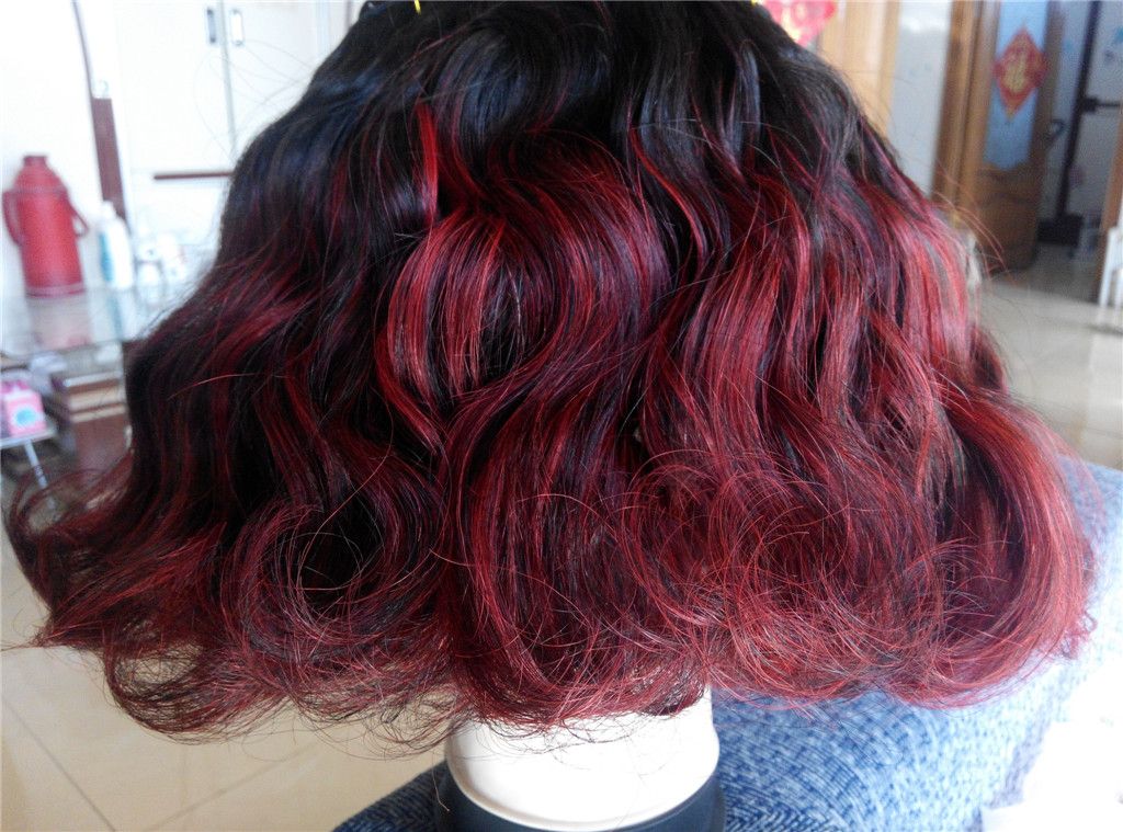 New Style Brazilian Remy TF1B/425 Hair Weft Ombre Red Color Human Hair ...