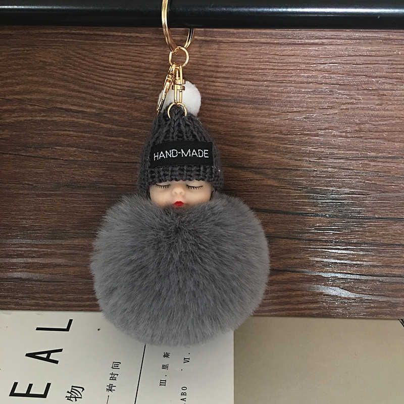 Cute Mini Sleeping Baby Doll Key Chains For Women Bag Toy Key Ring ...
