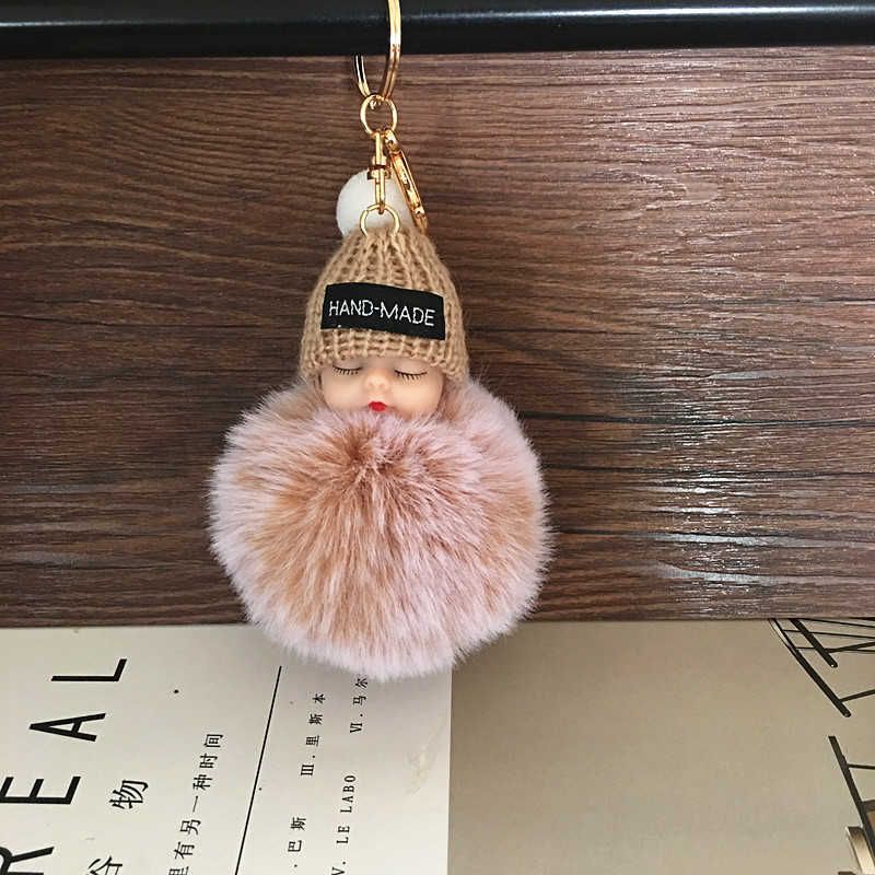 Cute Mini Sleeping Baby Doll Key Chains For Women Bag Toy Key Ring ...