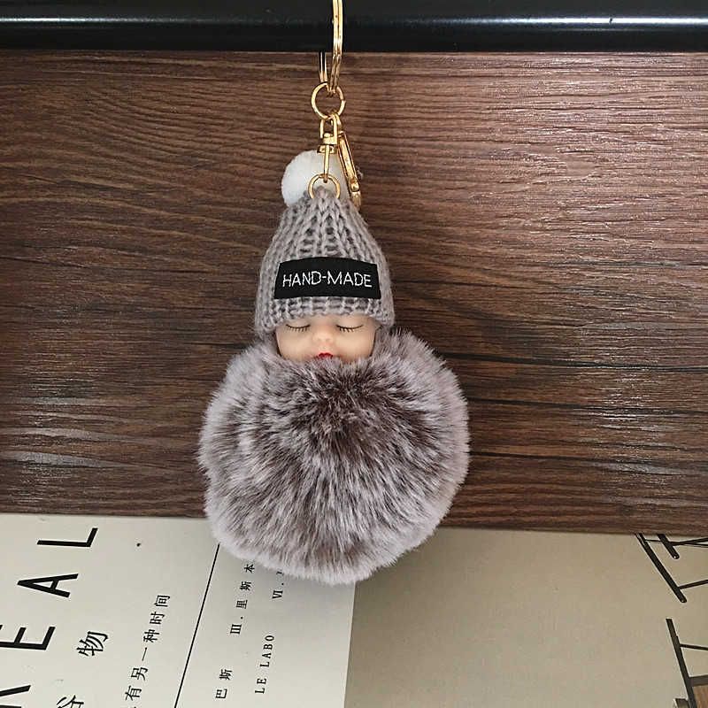 Cute Mini Sleeping Baby Doll Key Chains For Women Bag Toy Key Ring ...