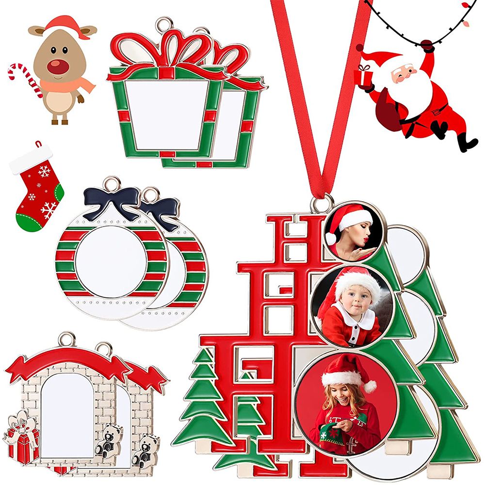 4 Styles Sublimation Blank Christmas Ornaments Dye Blanks Metal Picture ...