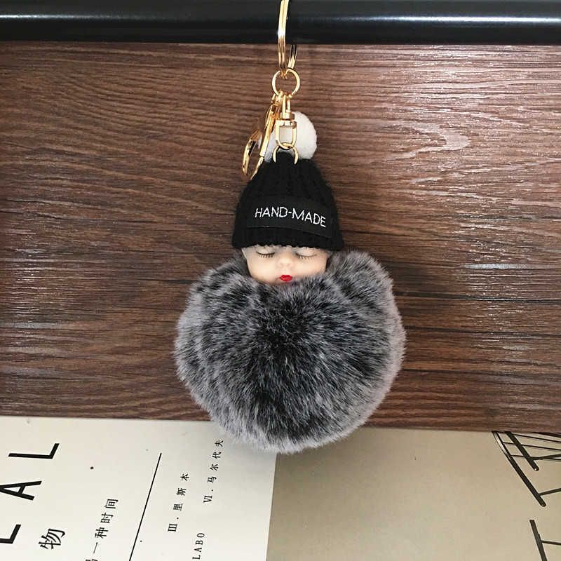Cute Mini Sleeping Baby Doll Key Chains For Women Bag Toy Key Ring ...