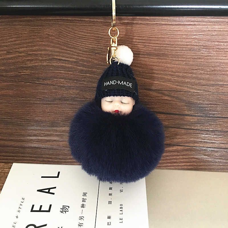 Cute Mini Sleeping Baby Doll Key Chains For Women Bag Toy Key Ring ...
