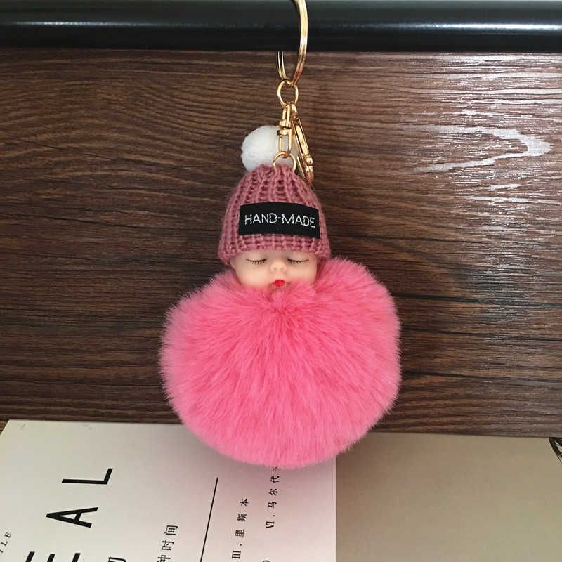 Cute Mini Sleeping Baby Doll Key Chains For Women Bag Toy Key Ring ...