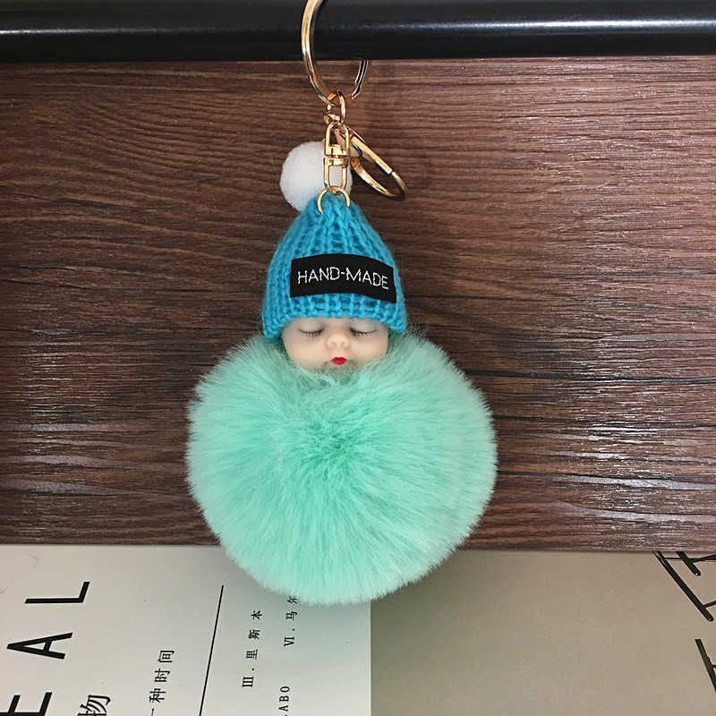 Cute Mini Sleeping Baby Doll Key Chains For Women Bag Toy Key Ring ...