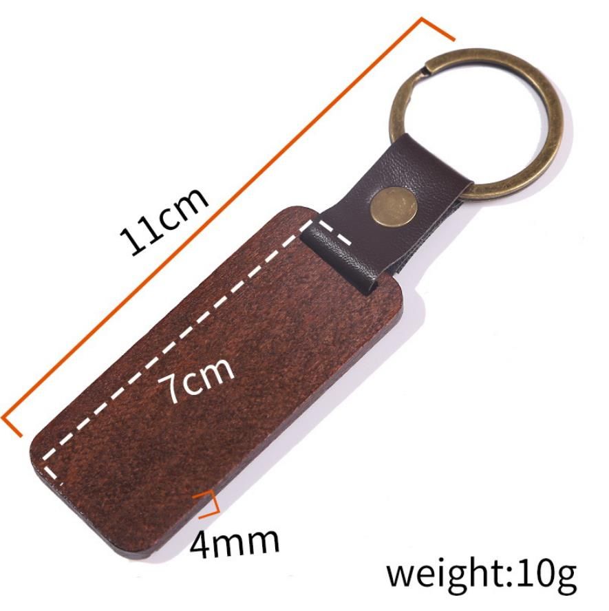 Personalized Leather Keychain Wood Carving Keychains Luggage Decoration ...