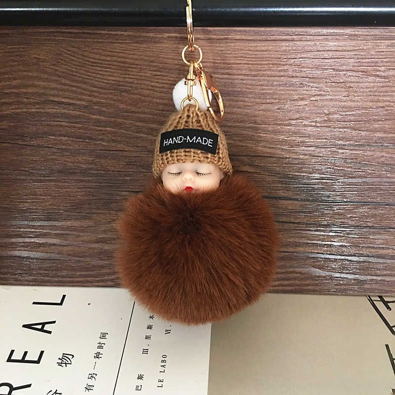 Cute Mini Sleeping Baby Doll Key Chains For Women Bag Toy Key Ring ...