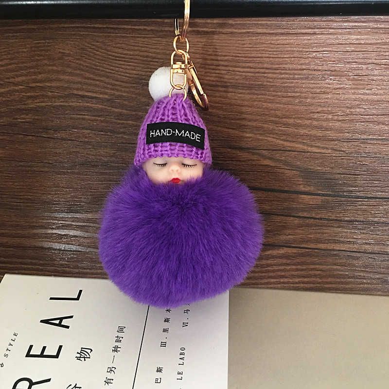 Cute Mini Sleeping Baby Doll Key Chains For Women Bag Toy Key Ring ...