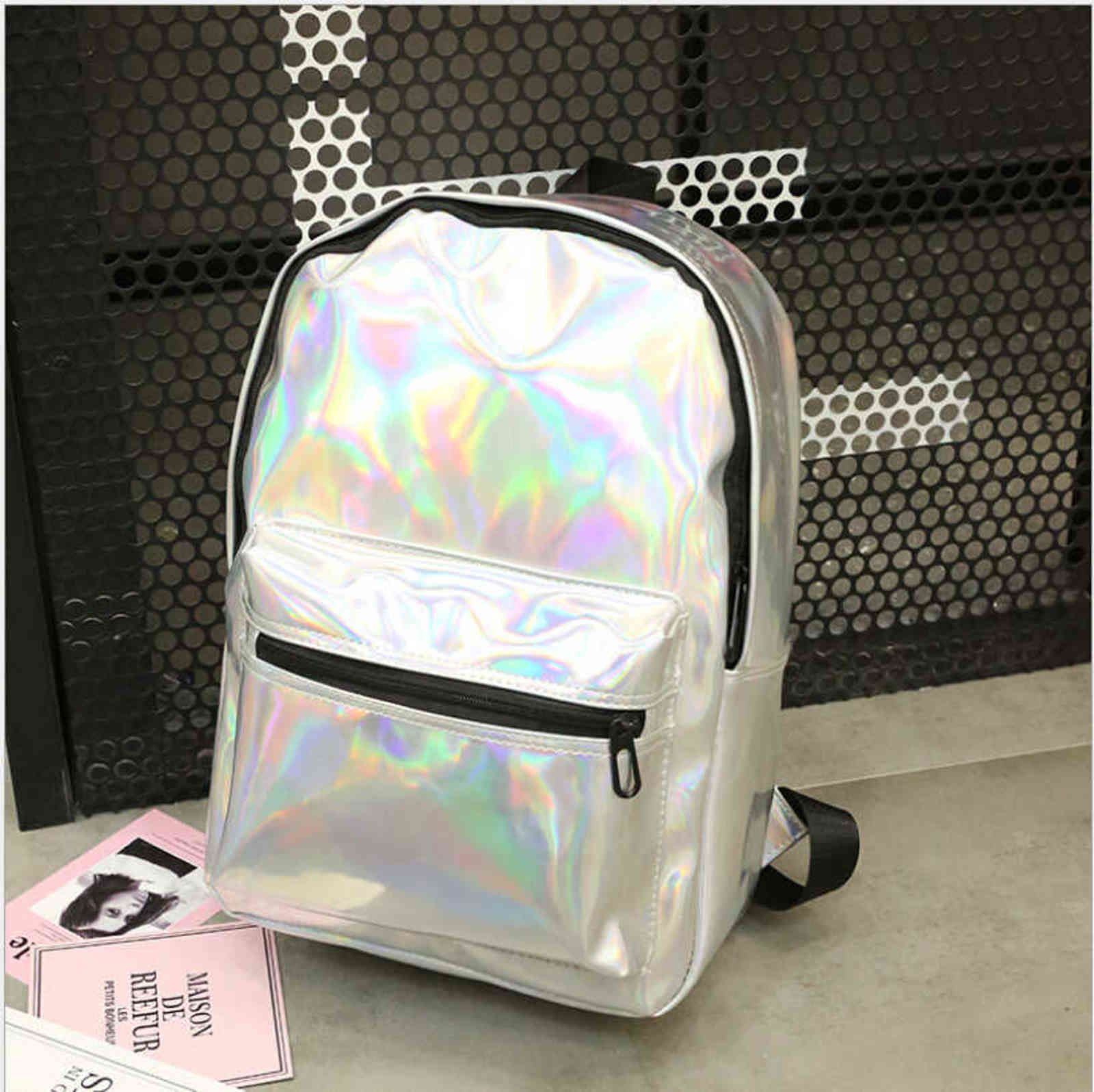 Women School Shiny Laser Mini Travel Student Cute Ladies Leather ...