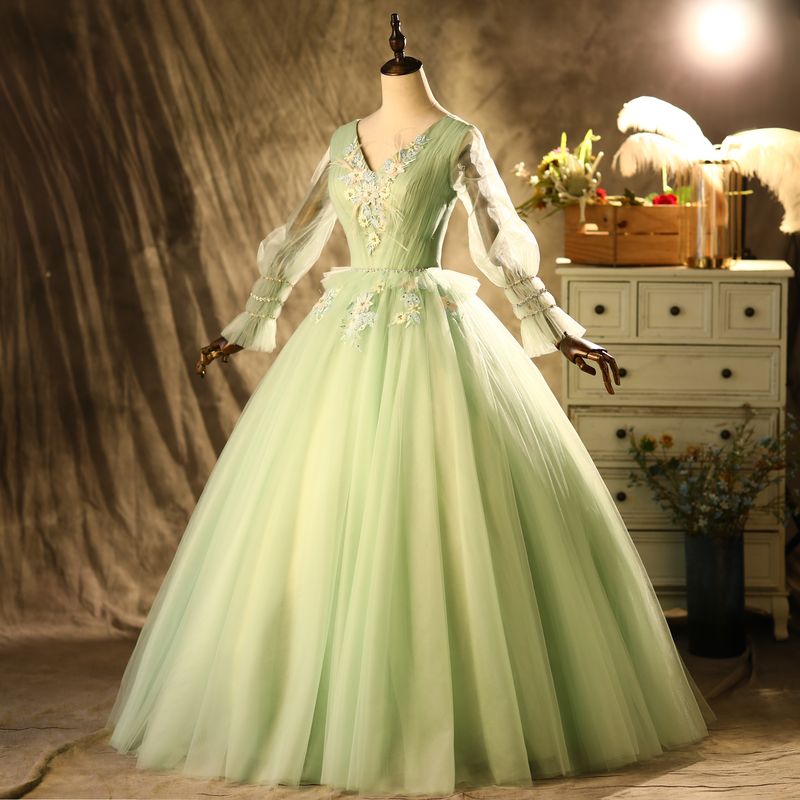 Green Medieval Princess Dresses