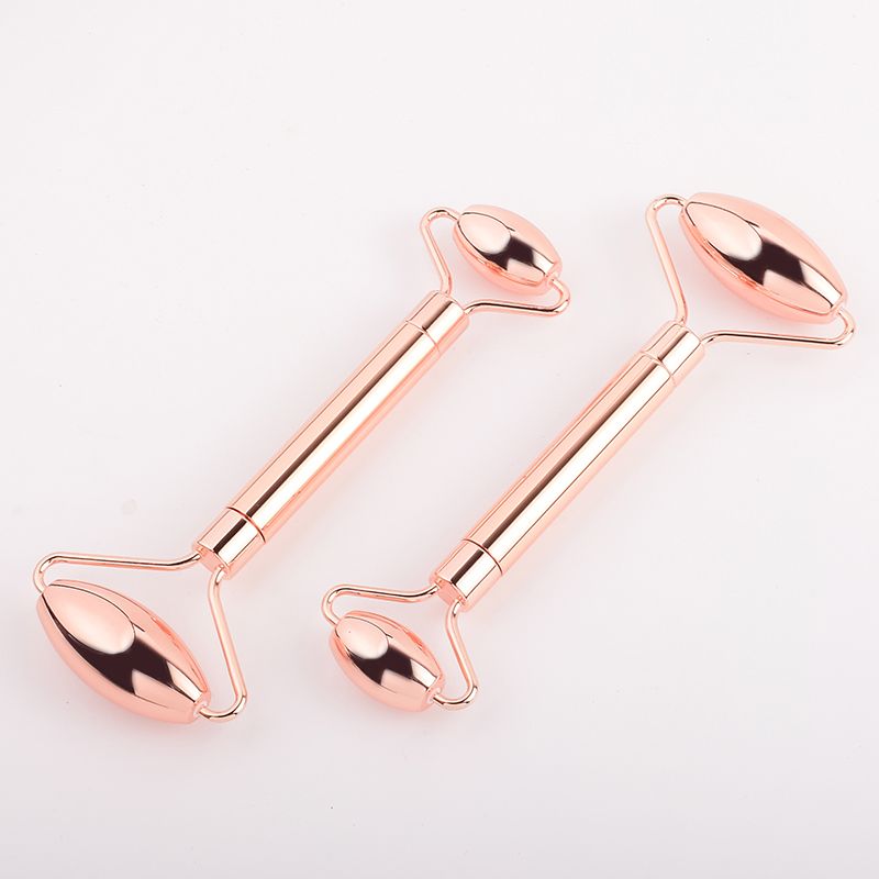 Rose Gold Stainless Steel Face Roller Gua Sha Tool Massager Set Beauty ...