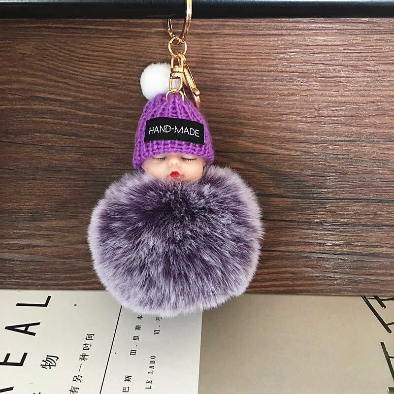 Cute Mini Sleeping Baby Doll Key Chains For Women Bag Toy Key Ring ...