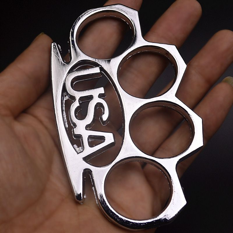 Metal USA Finger Tiger Fist Clasps Four Fingers Self Defense Weapon ...