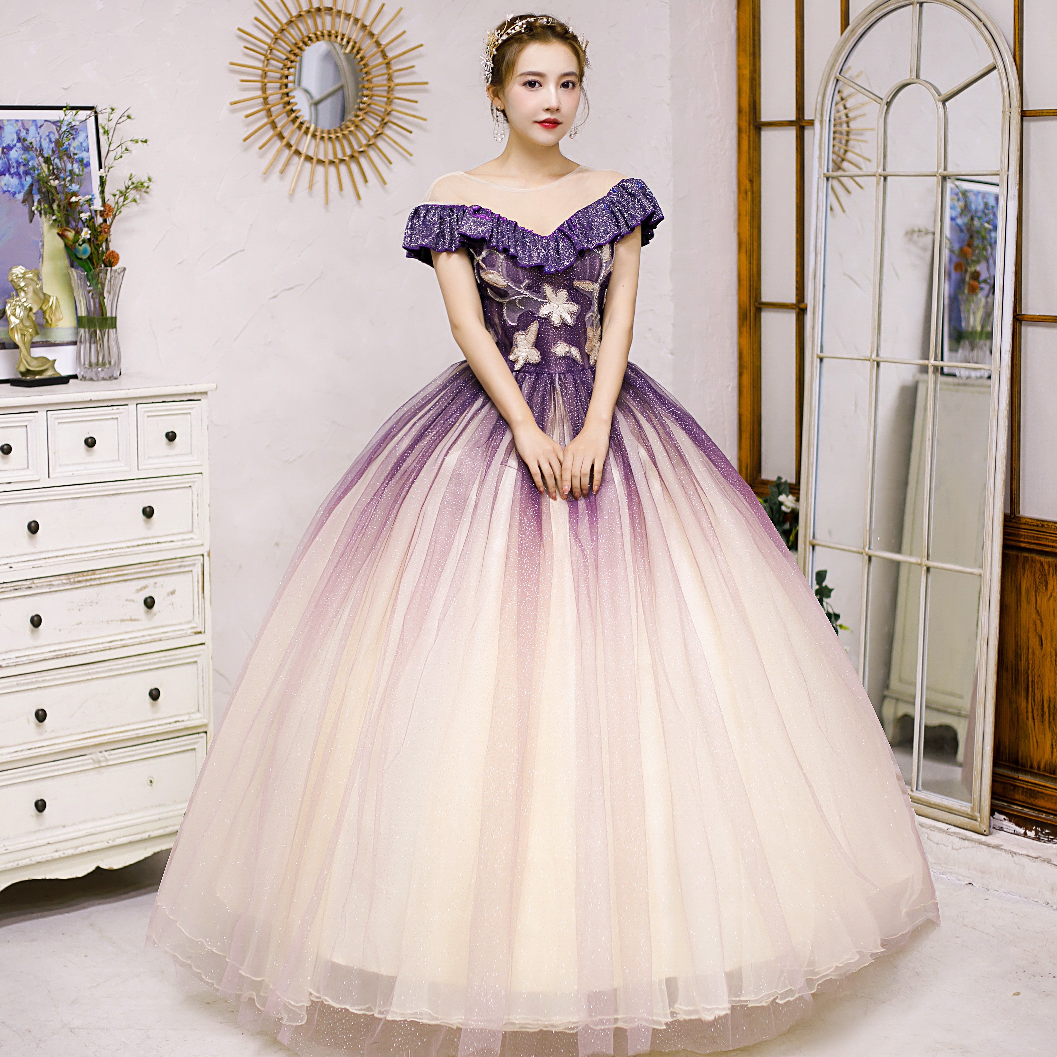 Purple Medieval Princess Dresses