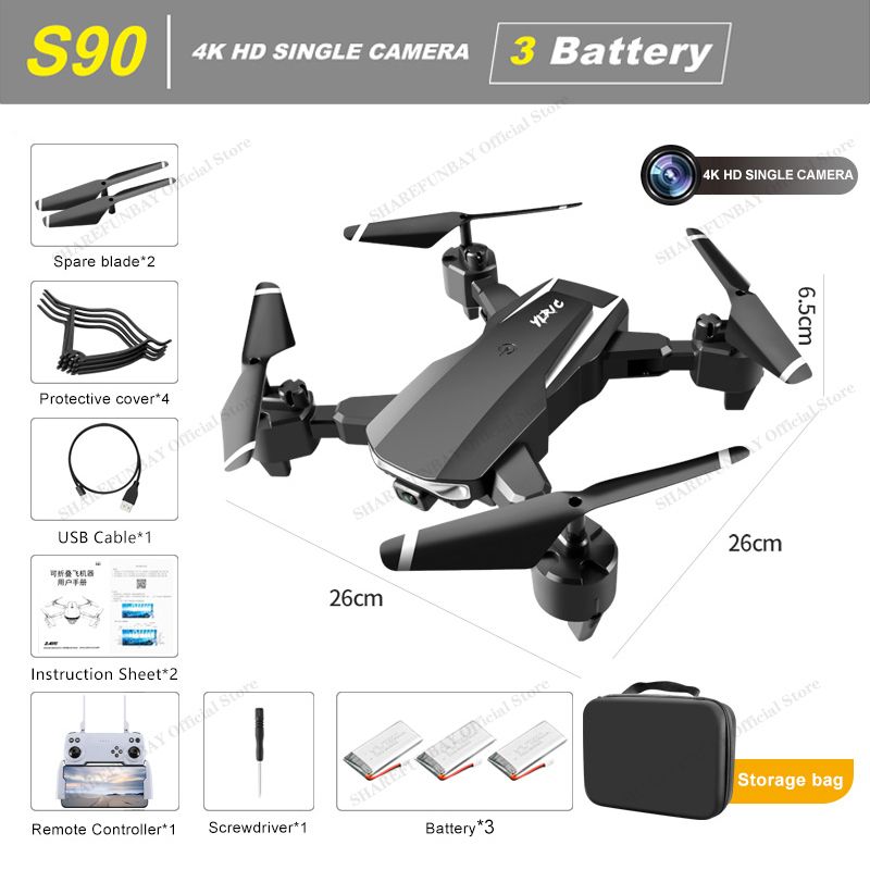 S90 Drone 4k Profession HD Wide Angle ESC Camera 1080P WiFi Fpv Dual ...
