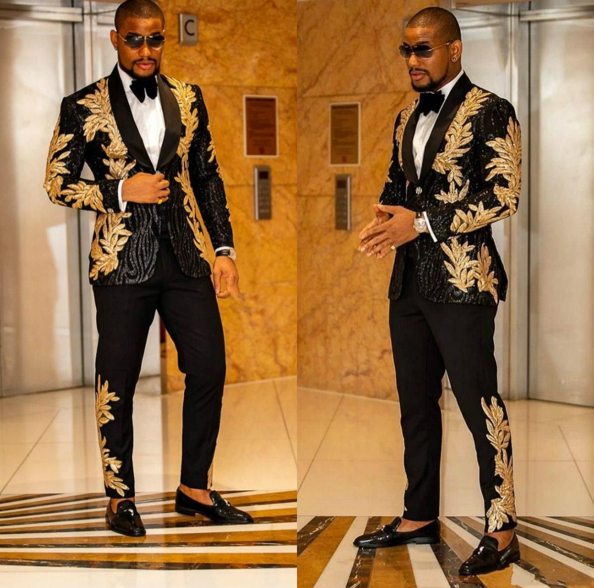 Gold And Black Prom Suits