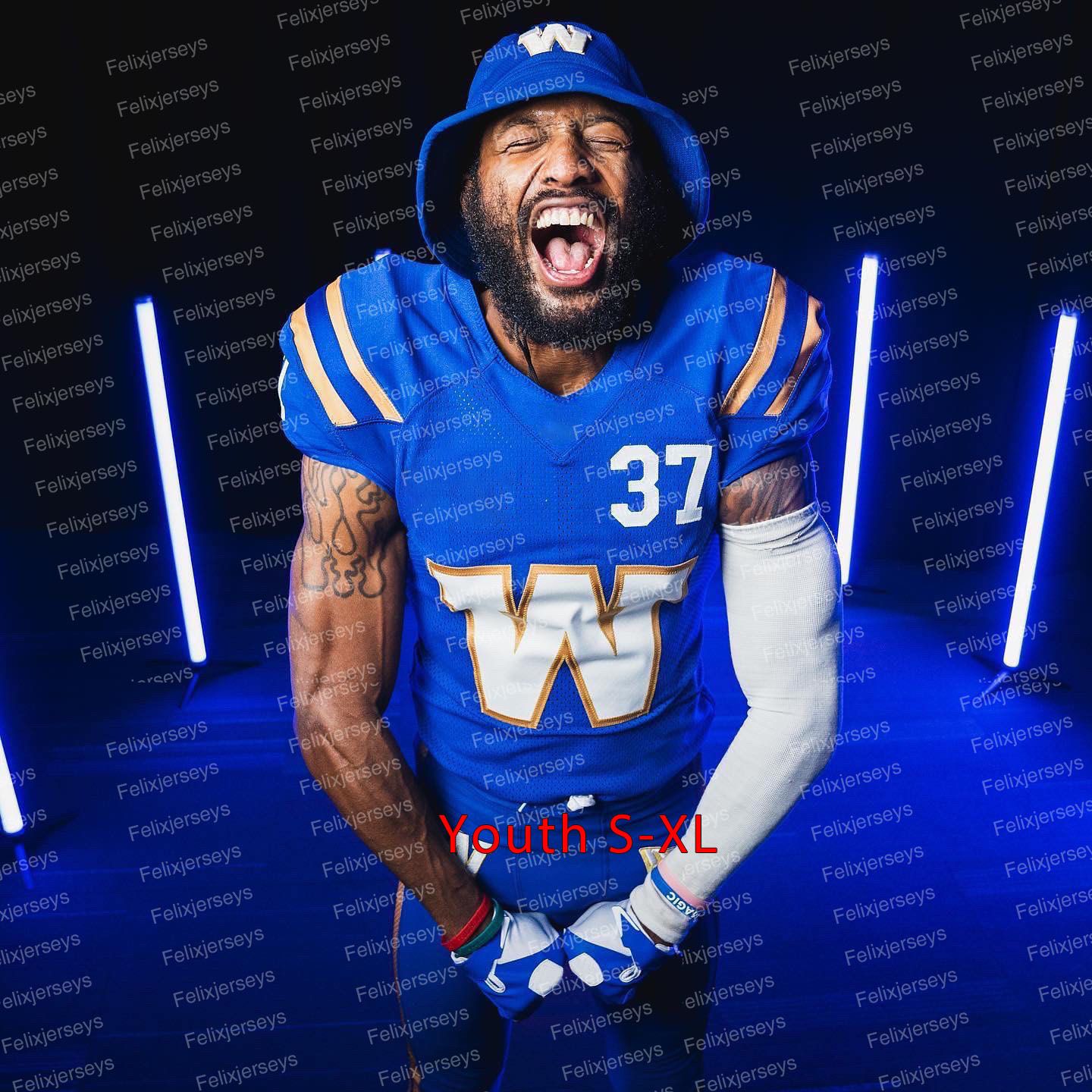 4 Adam Bighill Winnipeg Blue Bombers Football Jersey Willie Jefferson ...