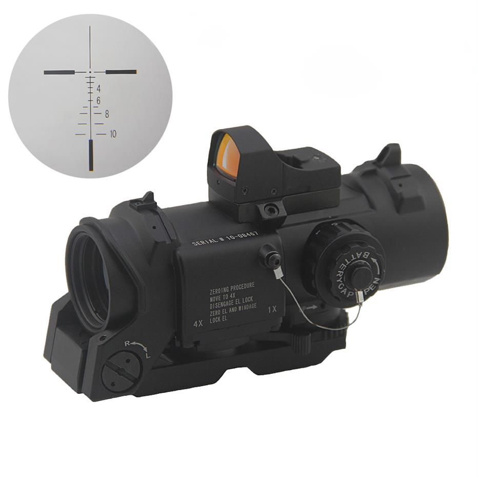 Tactical 4x Magnifier DR Dual Role Scope Rifle Hunting 1x 4x Red ...