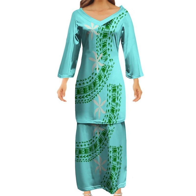 V Neck Puletasi Polynesian Samoan Traditional Clothing Church Uniform ...