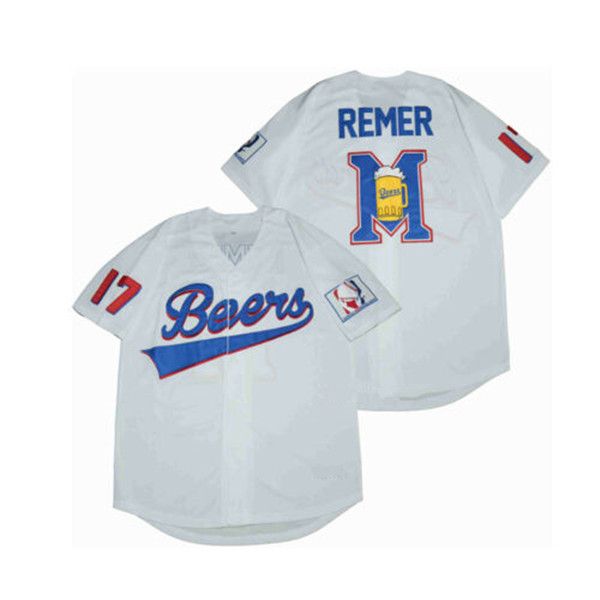 Men Movie Baseball Jerseys Milwaukee Beers 17 Doug Remer 44 Joe COOP ...