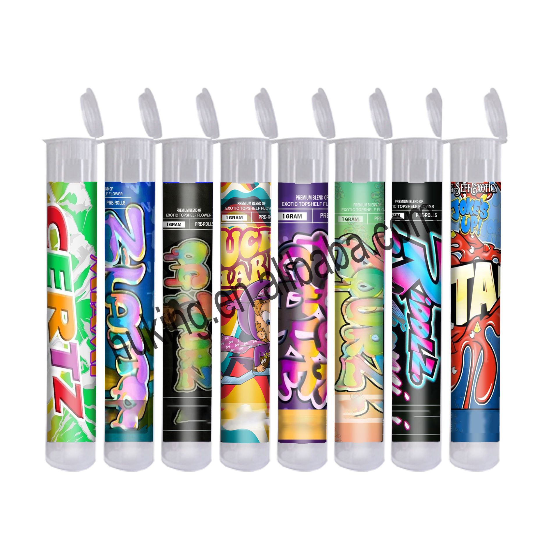 Empty 7 Flavors GASCO Stickers Labels With Black Clear Plastic Tube ...