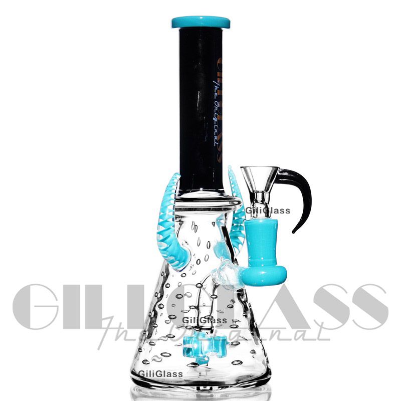 9 Inches New Heady Unique Glass Bongs With Accessories Striped Color ...