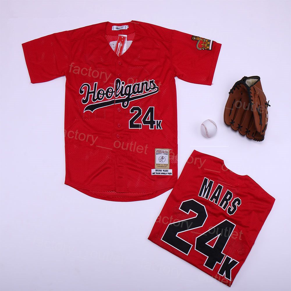 Hombres Moive Baseball Hooligans 24K Bruno Mars Jersey Cool Base Color ...