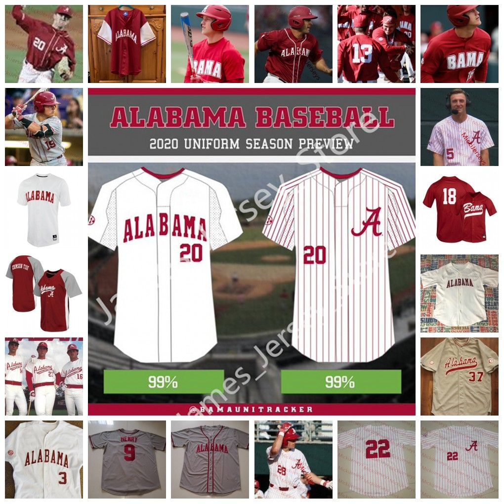 2022 NCAA Custom Alabama Crimson Tide Baseball Jersey 4 Joe Breaux 10 ...