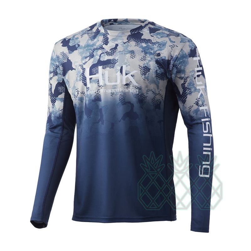 HUK Mens Camo Long Sleeve Fishing Shirt Performance Fishing Shirt Quick ...