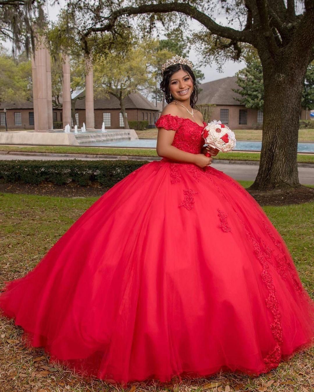 PLUS SIZE Off Shoulder Quinceanera Dresses Ball Gown Puffy Tulle ...