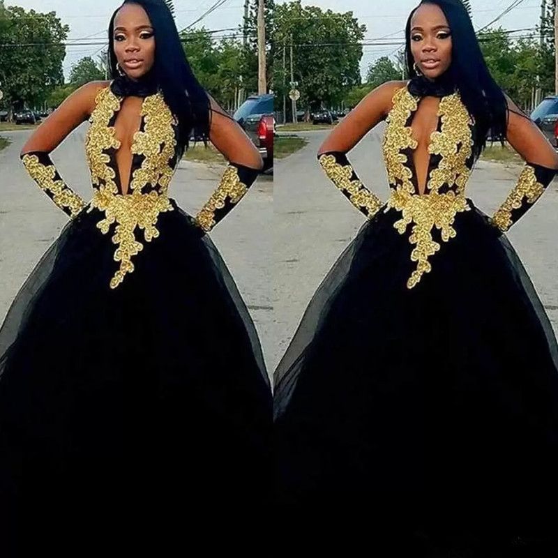 Black And Gold Prom Dresses Plus Size