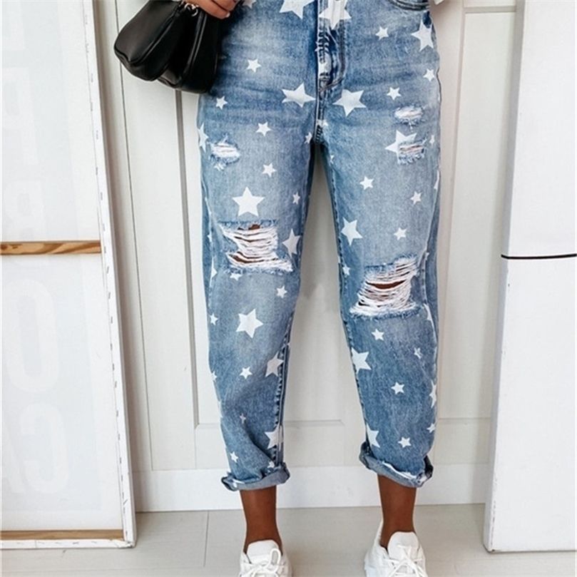 Autumn Boyfriend Jeans Woman Slim Hole Jeans For Ladies With ...