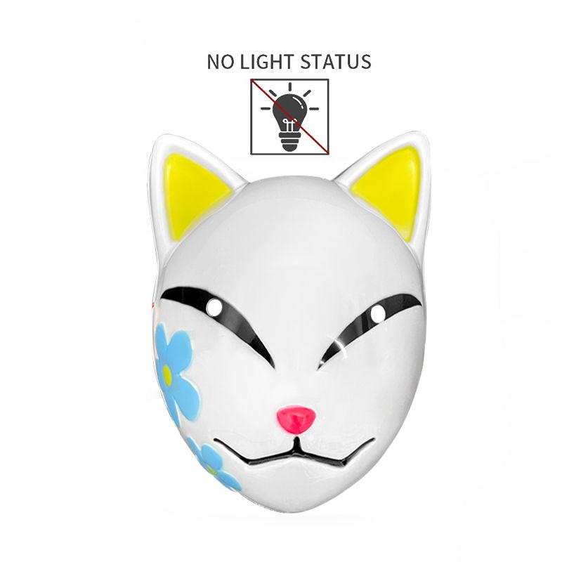 2022 LED Glowing Cat Face Mask Cool Cosplay Neon Demon Slayer Fox ...