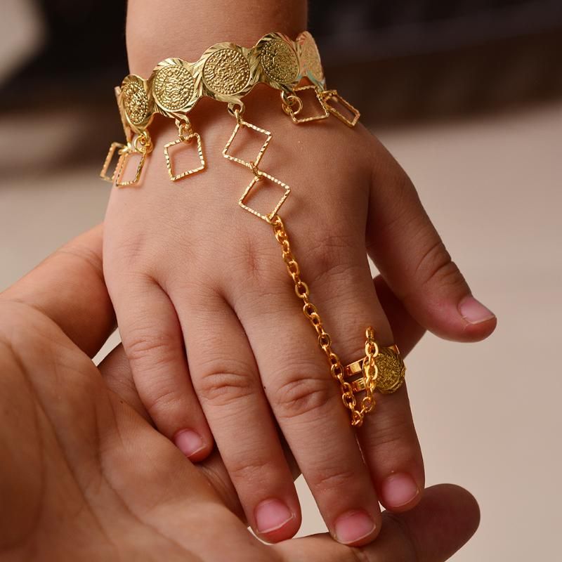 Gold Bracelet With Ring For Kids