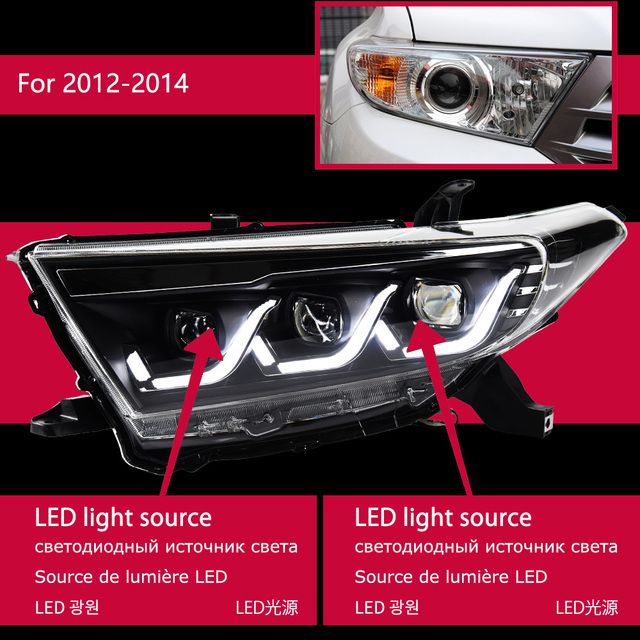 High Beam LED Light For Toyota Highlander Headlights 2012 2014 Kluger ...