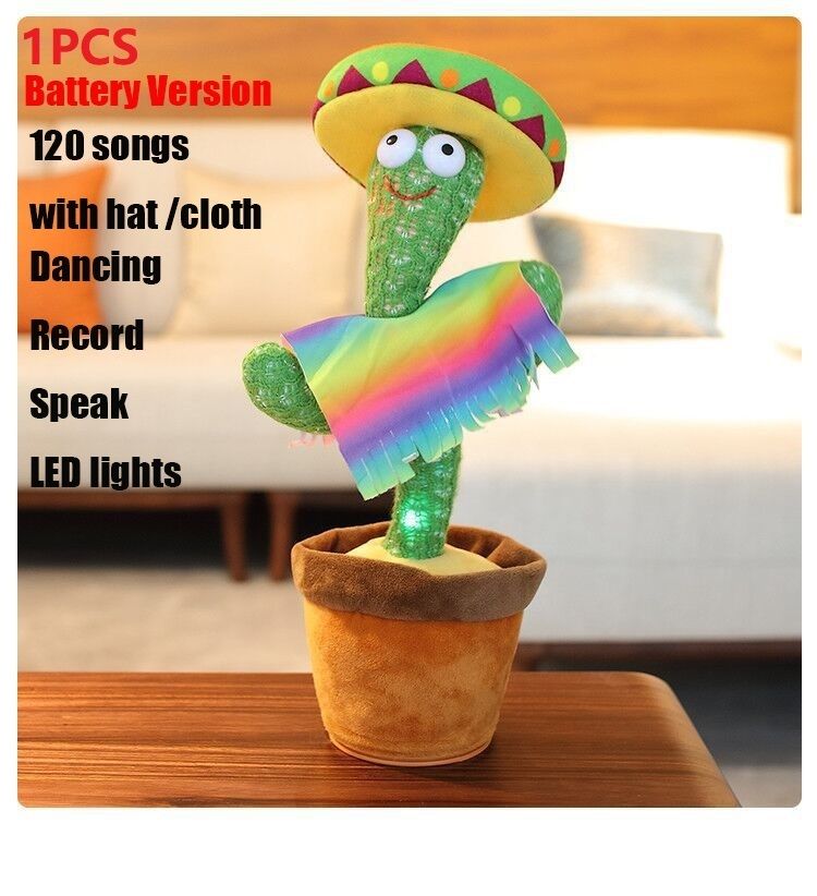 Dancing Cactus 120 Song Speaker Talking Voice Repeat Plush Singing ...