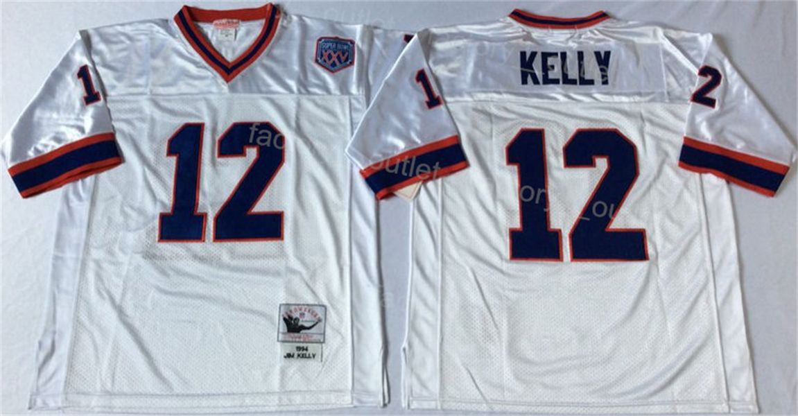 Mitchell Y Ness Throwback Football 1960 1994 XXV 12 Jim Kelly Jersey ...