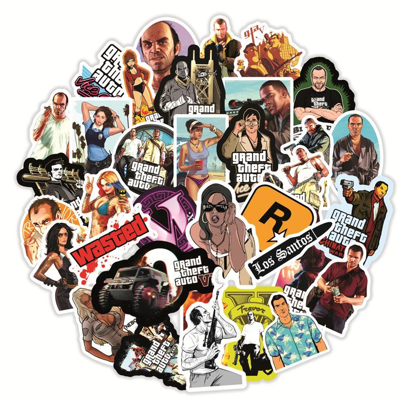 Game Grand Theft Auto Sticker GTA Stickers Graffiti Kids Toy Skateboard ...
