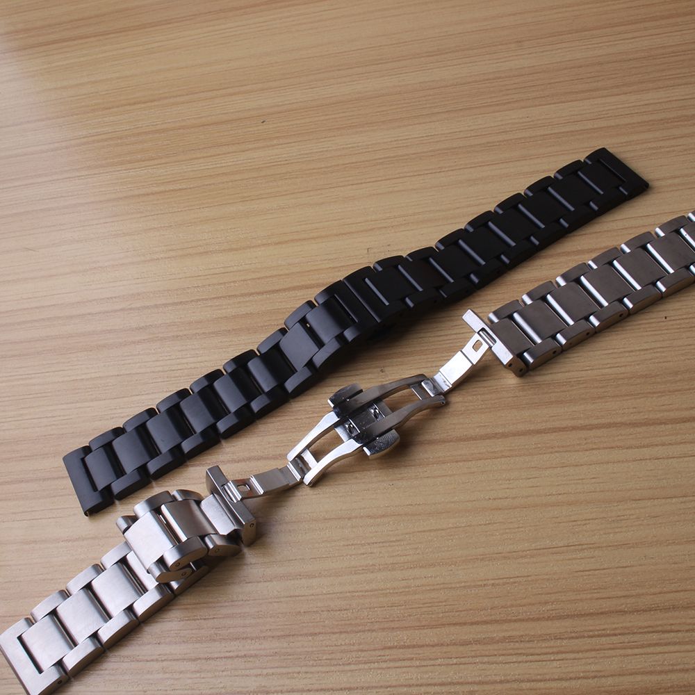 Black AND Silver Watchbands Strap Matte Stainless Steel Watch ...