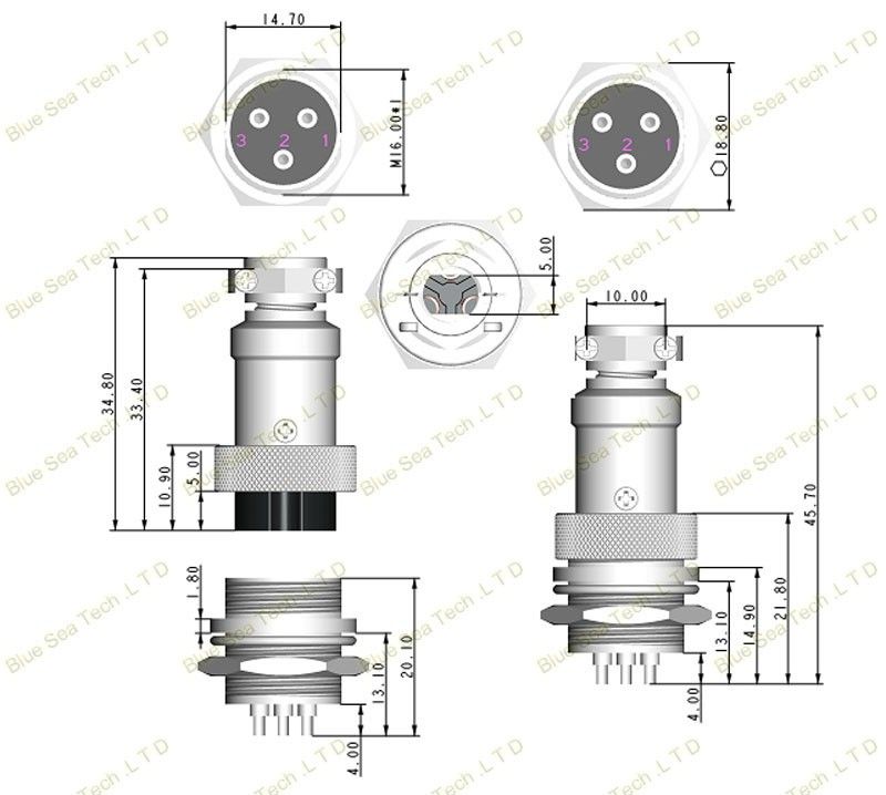 Discount =3 Pin 16mm Male & Female Wire Panel Connector Kit GX16 Socket ...