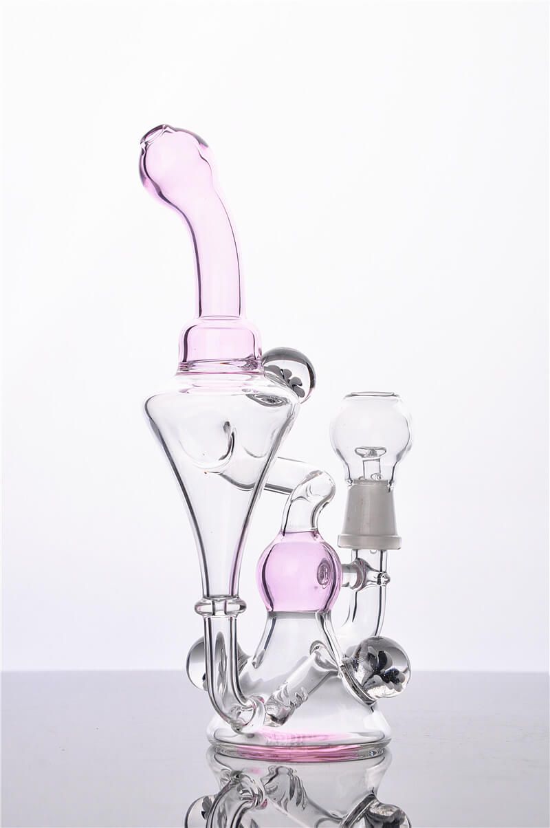 2021 Pink Recycler Dab Rigs Girly Bongs Water Pipes With Inline Perc 7. ...