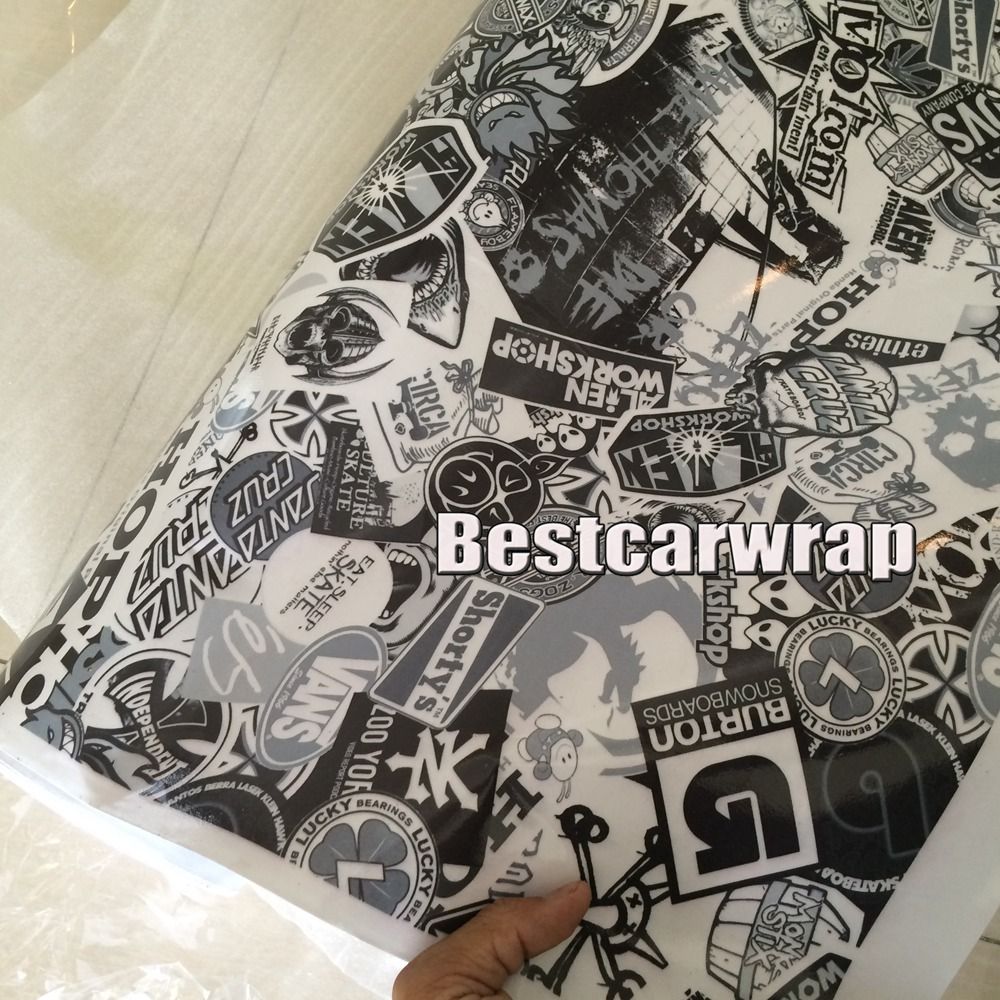 2020 Black White StickerBomb Vinyl Real Logos Matte / Glossy Self ...