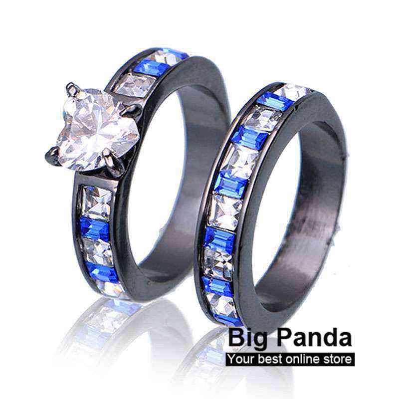 2021 Turkish Engagement Couple Rings With Pink Sapphire 10KT Black Gold ...