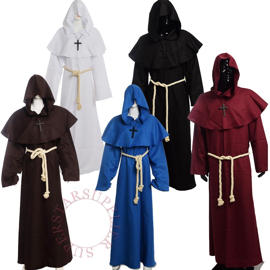 Medieval Friar Costume Vintage Renaissance Priest Monk Cowl Robes ...