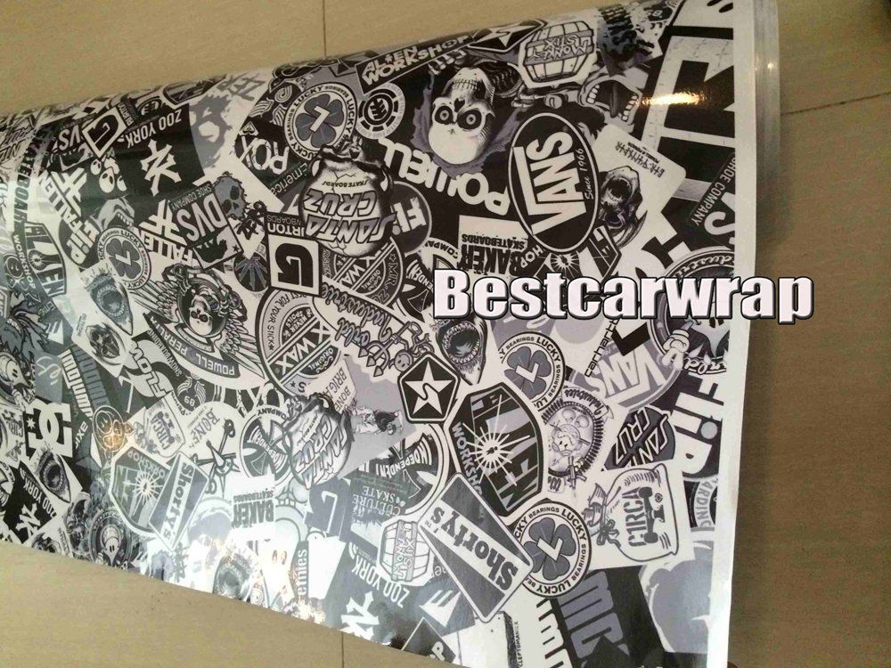 2020 Black White StickerBomb Vinyl Real Logos Matte / Glossy Self ...